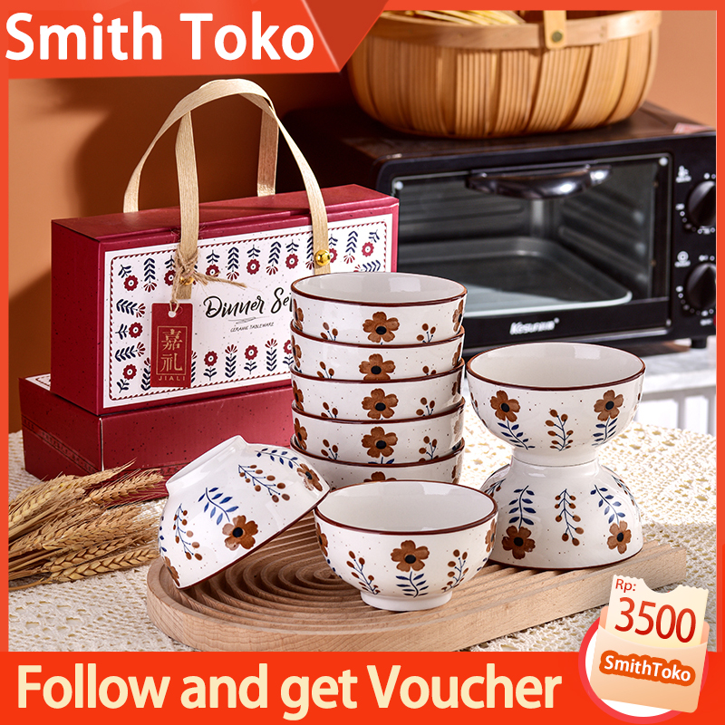 Jual Seri Bunga Vintage Souvenir mangkuk set porselen biru dan putih ...