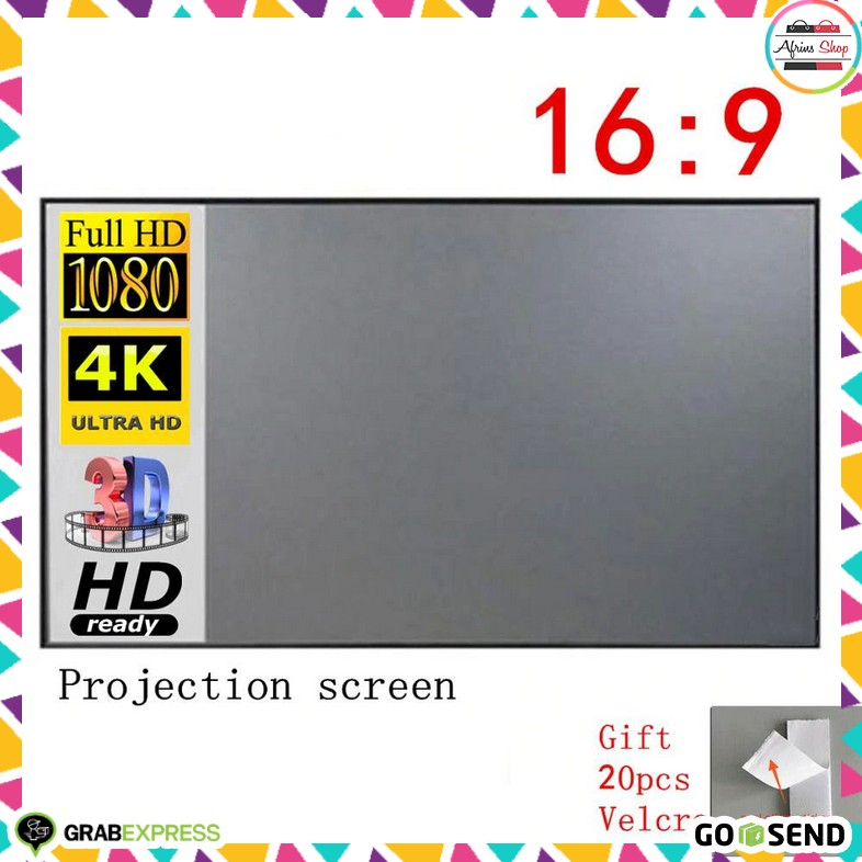 Jual TaffStudio Kain Layar Proyektor Super Terang dan Jernih 4K HD 60-133 in | Shopee Indonesia