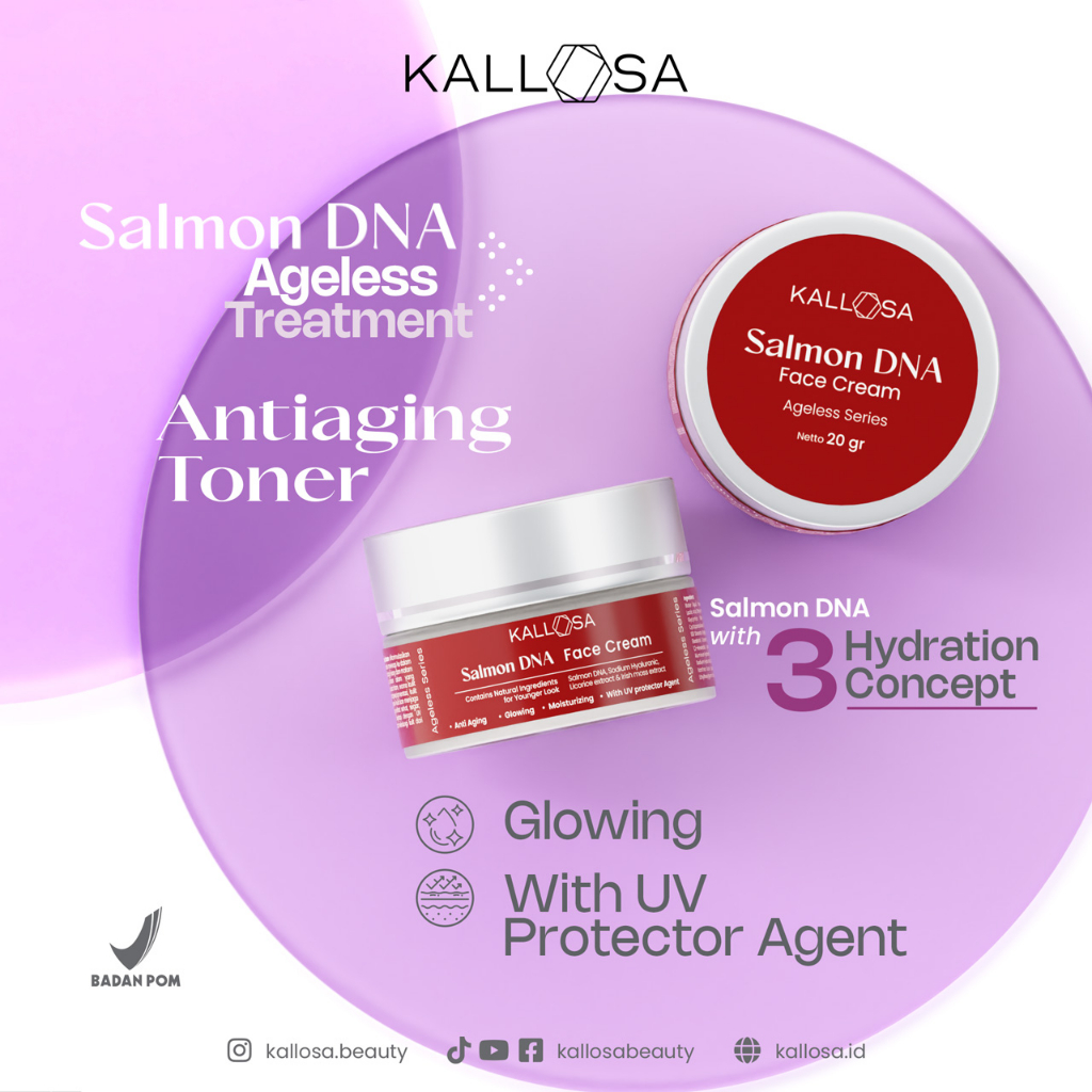 Jual KALLOSA Salmon DNA Face Cream 20 g/ melembabkan/ mencegah penuaan ...