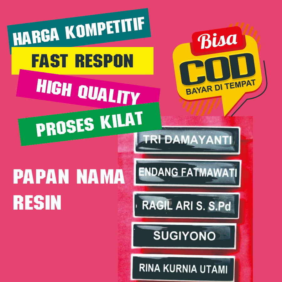 Jual Name Tag Resin Satuan akrilik Bros Pin Peniti Magnet Aksesoris ...