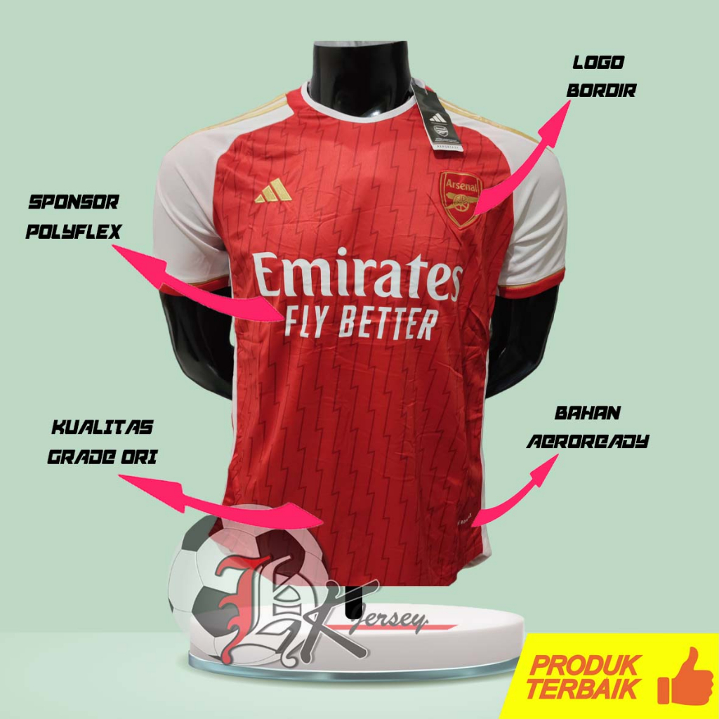 Jual JERSEY BOLA ARSENAL HOME 2023/2024 GRADE ORI | Shopee Indonesia