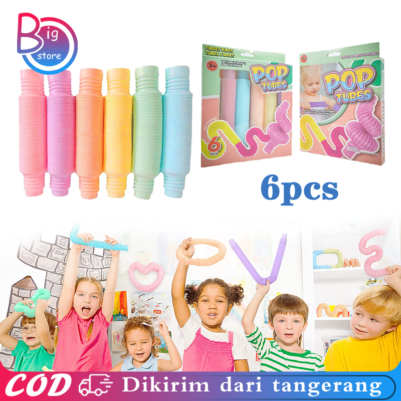 Jual 6pcs Pop Tube Mainan Tabung Warna Macaron Mainan Selang Mainan Pop ...