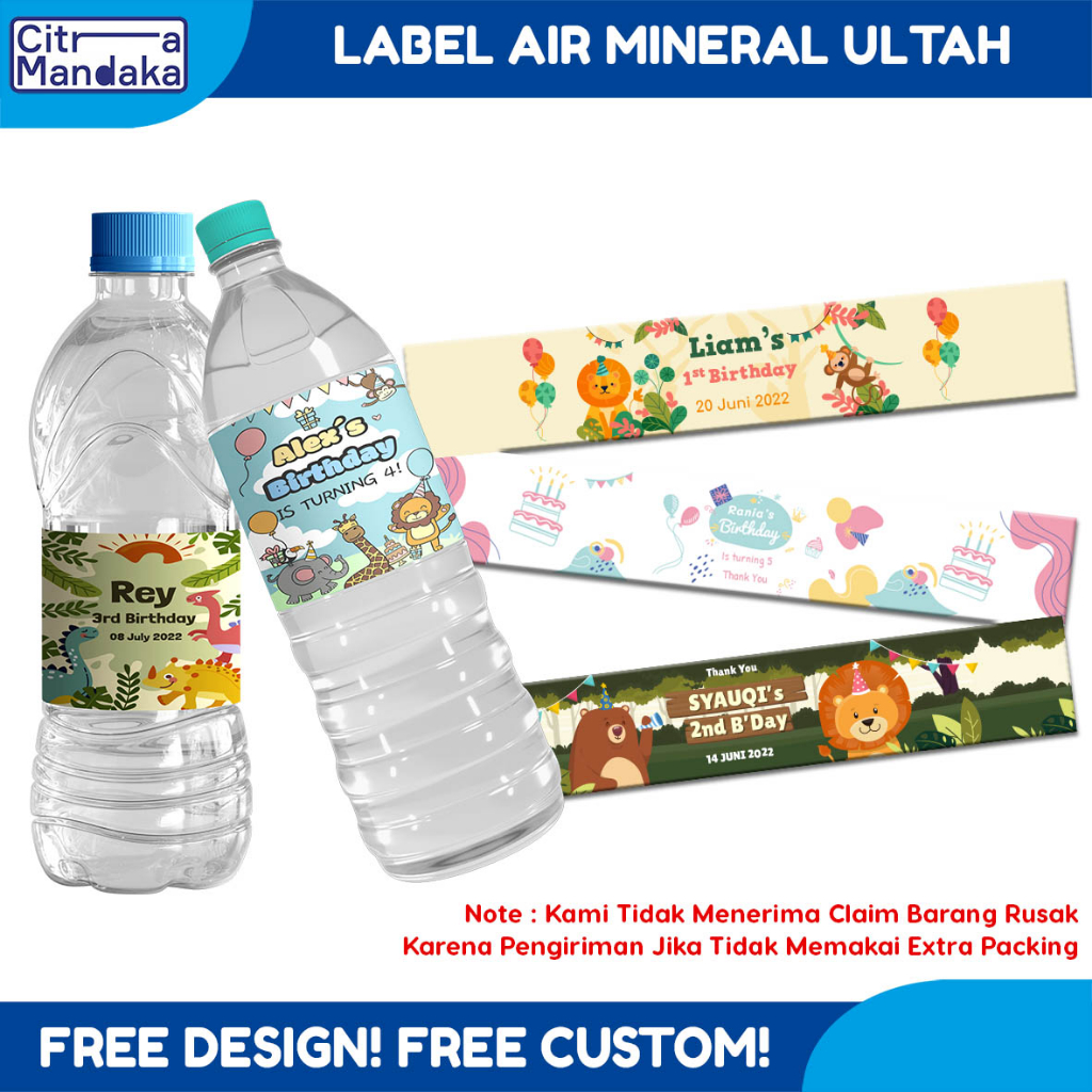 Jual Stiker Ulang Tahun Anak Label Minuman Custom Anti Air Botol ...