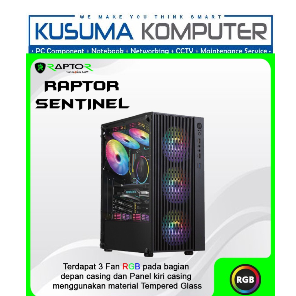 Jual Casing Raptor Power UP Sentinel + 3 Fan RGB | Shopee Indonesia