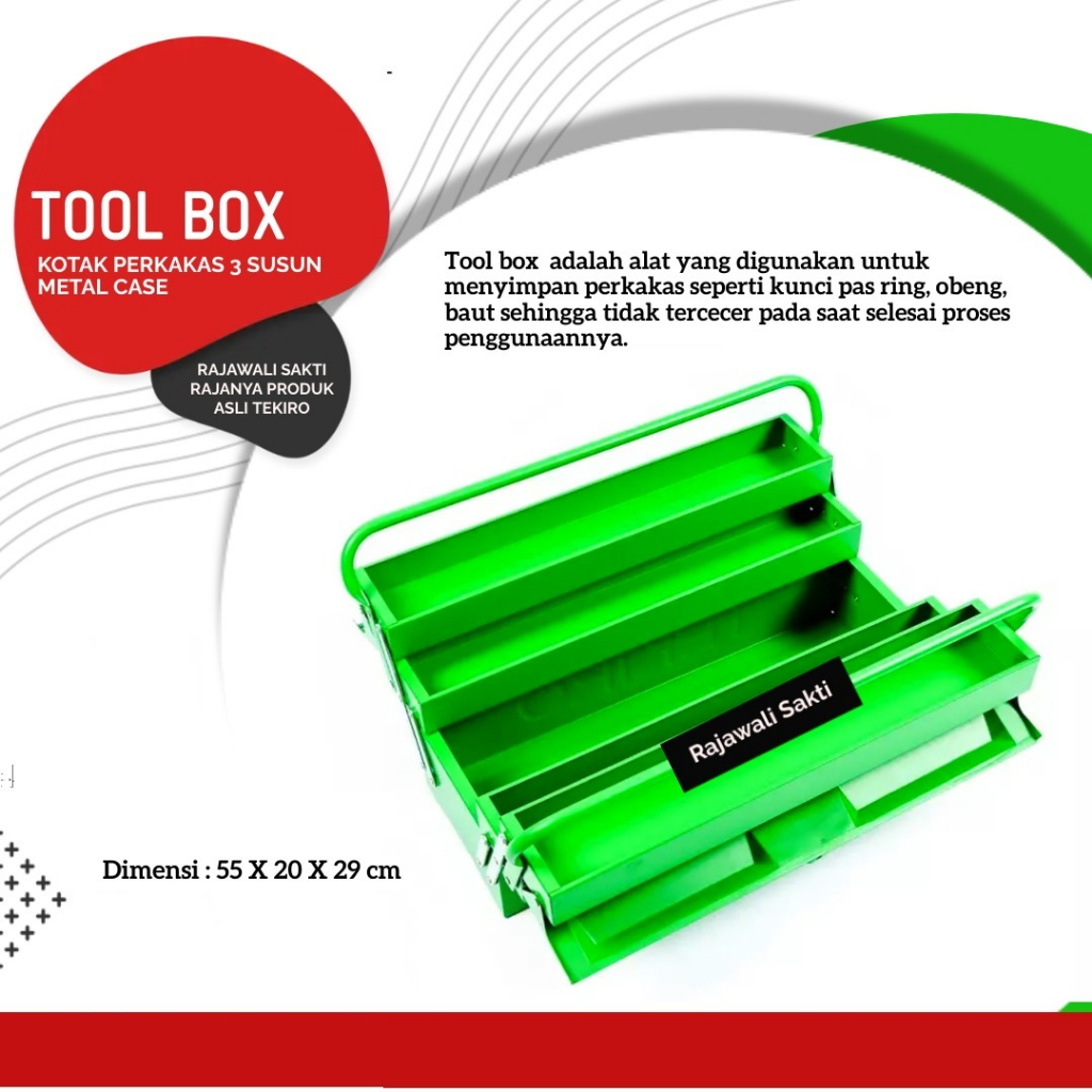 Jual TEKIRO TOOL BOX 3 SUSUN (550 X 200 X 290 MM) /TOOLBOX BESI ...