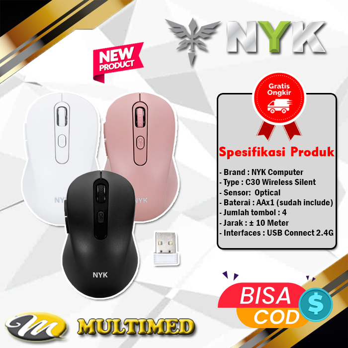 Jual Mouse Wireless NYK C30 Silent Click | Shopee Indonesia