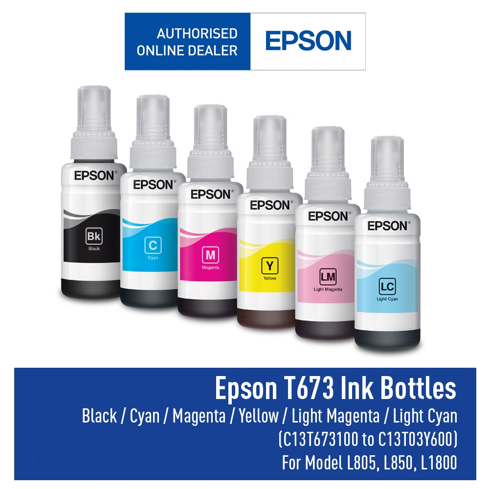 Jual Tinta Epson 673 ( Black / Cyan / Magenta / Yellow / LM / LC ...