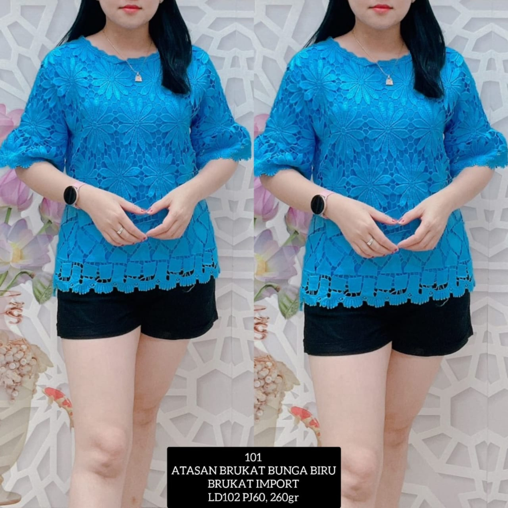 Jual KLV Atasan Blus Brokat Wanita Import - 101 | Shopee Indonesia