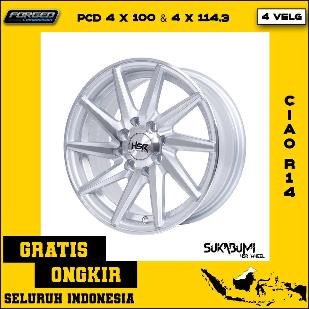 Jual Velg Standar Mobil Brio, Agya, Avanza, Xenia, dll Ring 14 Merk HSR Wheel ype Ciao R14 ...