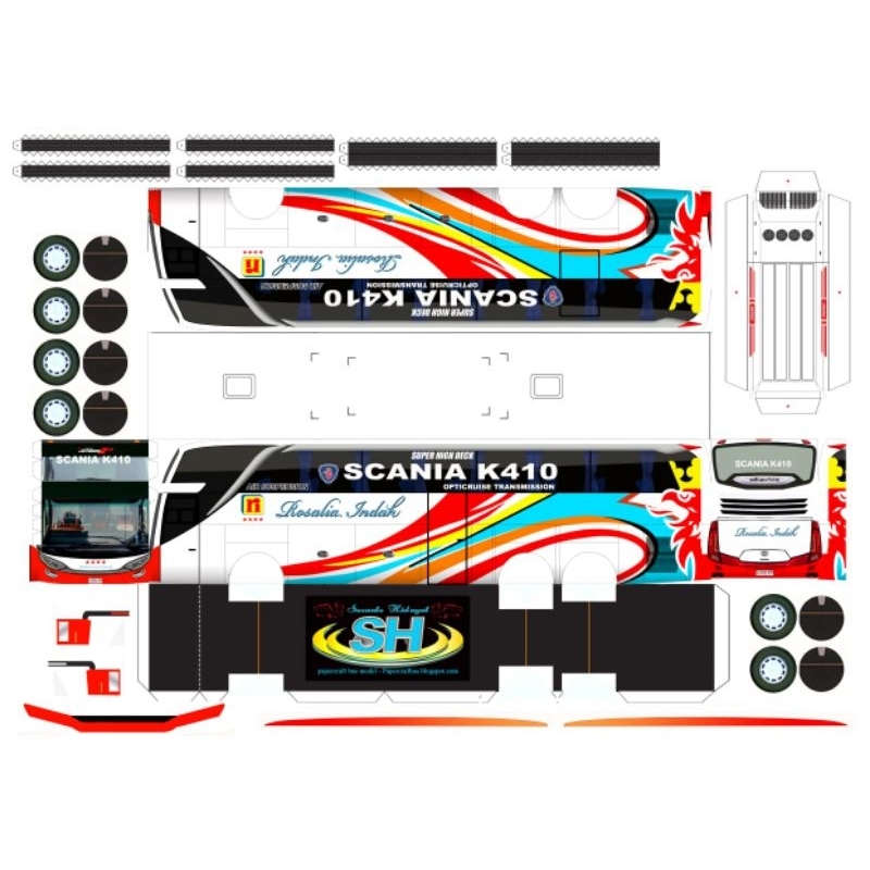 Jual Lembaran Pola Papercraft Bus skala 50 Tuan muda nafit trans putra ...