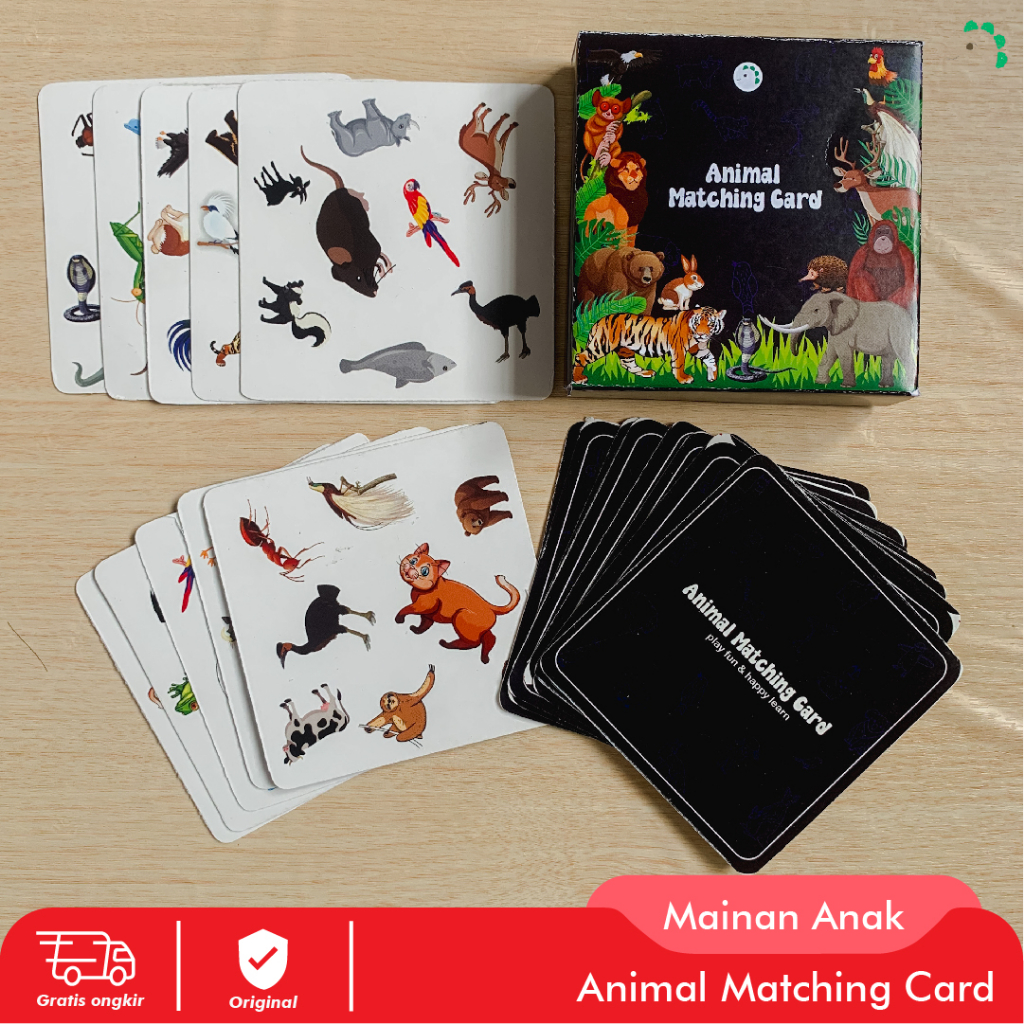 Jual Animal Matching Card/ Kartu Mencocokkan Gambar Hewan Khas ...