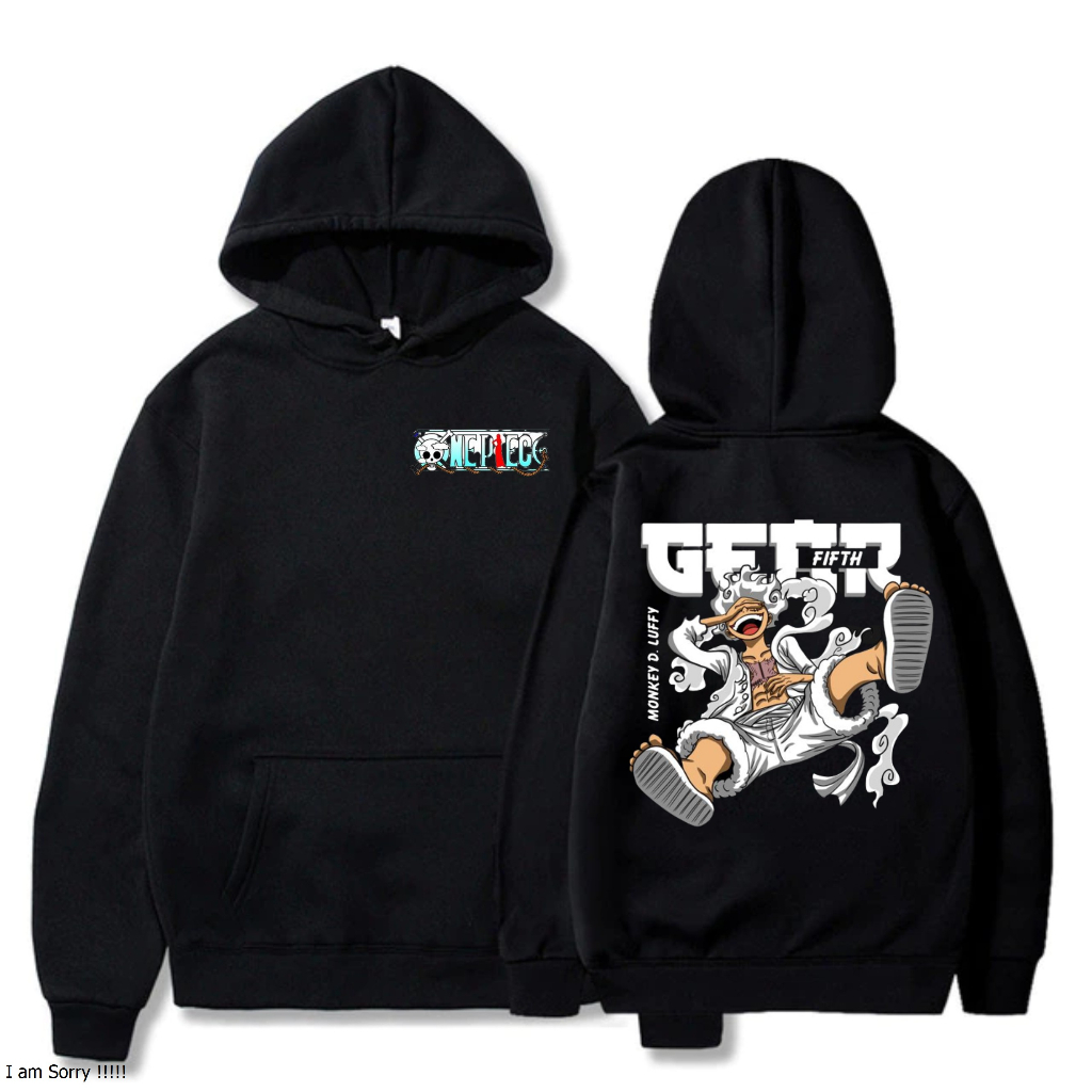 Jual Sweater Jaket Hitam ONPICE LUFFY GEAR 5 | Hoodie Hitam full Prin ...