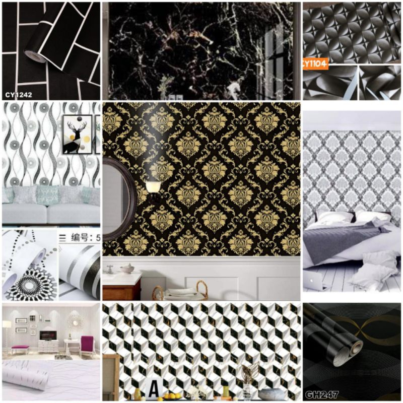 Jual Stiker Wallpaper Dinding Wallpaper Hitam Wallsticker Wallpaper ...