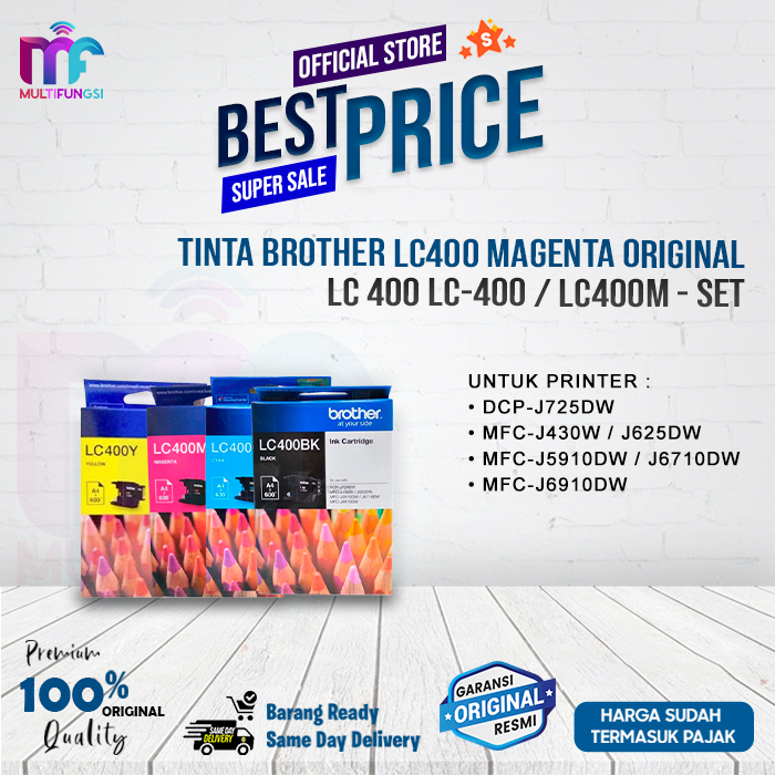 Jual Tinta Brother LC400 C,M,Y,K Original LC 400 LC-400 / LC400 ...