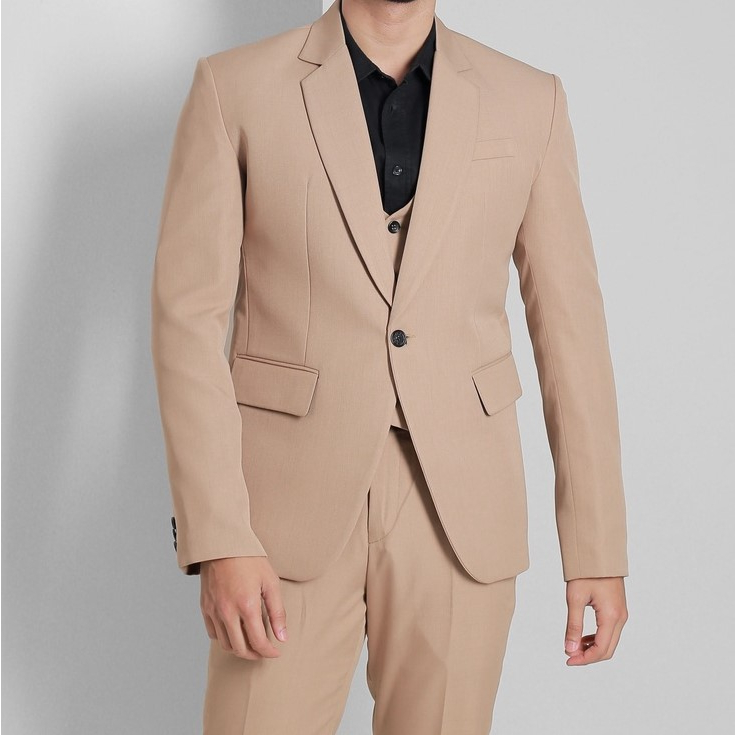 Jual 3 In 1 Set Jas Pria Tuxedo Warna Moka Setelan Jas Pria Formal Jas ...