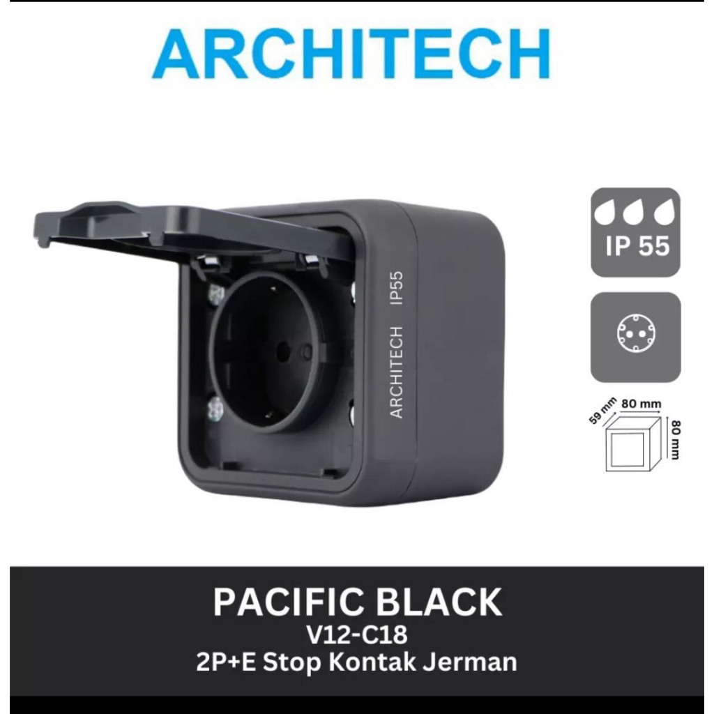 Jual [SHL] Saklar Water Proof Architech/Saklar Outdoor/Stop Kontak V12 ...