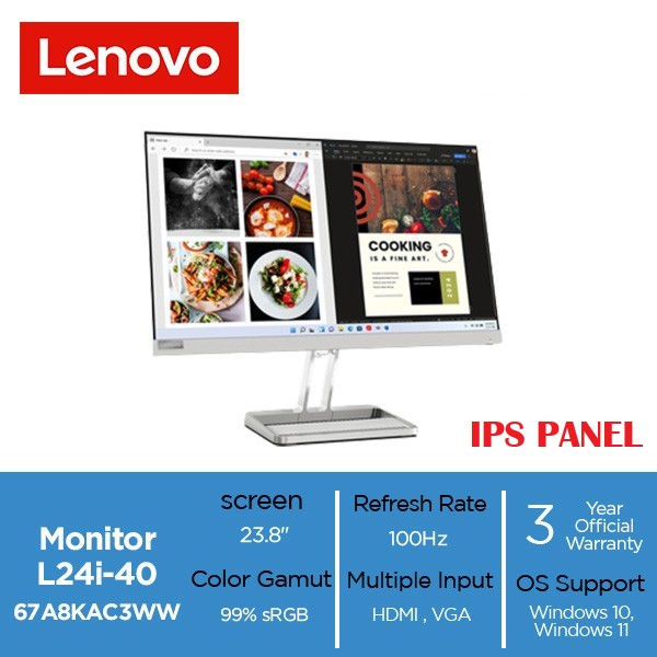 Jual MONITOR LED LENOVO L24i-40 24 INCH IPS 100Hz FHD FRAMELESS ...