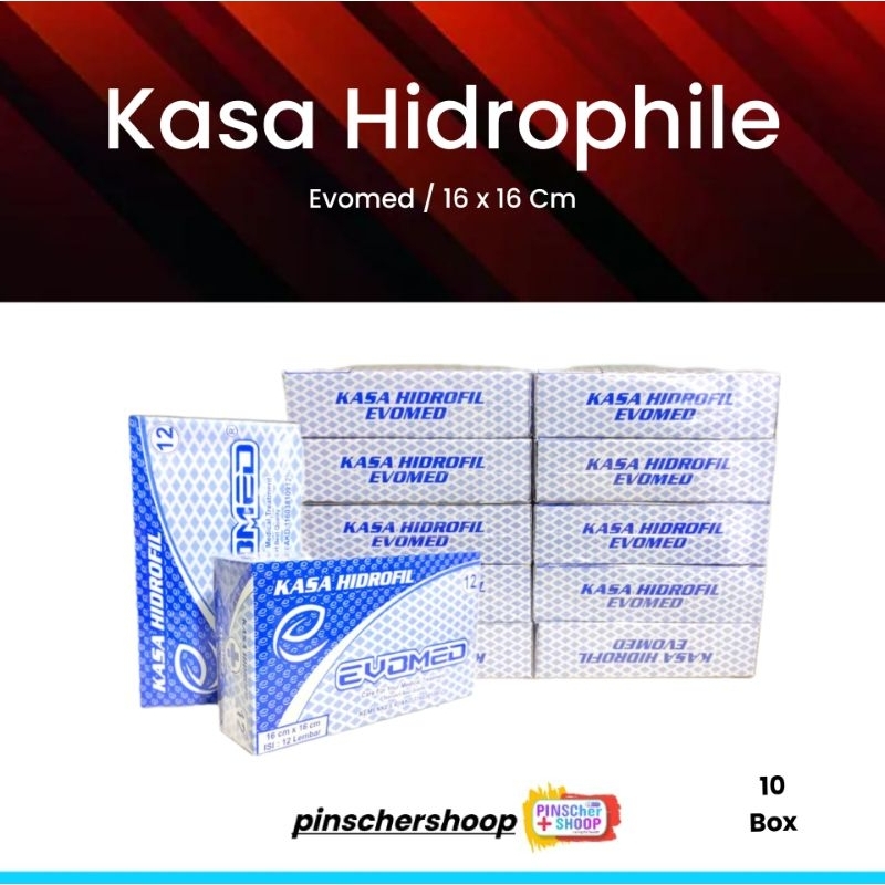 Jual Kasa Hidrofil 16x16 Cm Evomed Kasa Kotak Hidrophile 10 Box / Slop ...