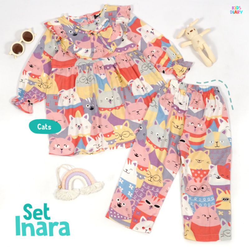 Jual Setelan Baju Lengan Panjang Anak Perempuan Bahan Rayon Kids Diary ...
