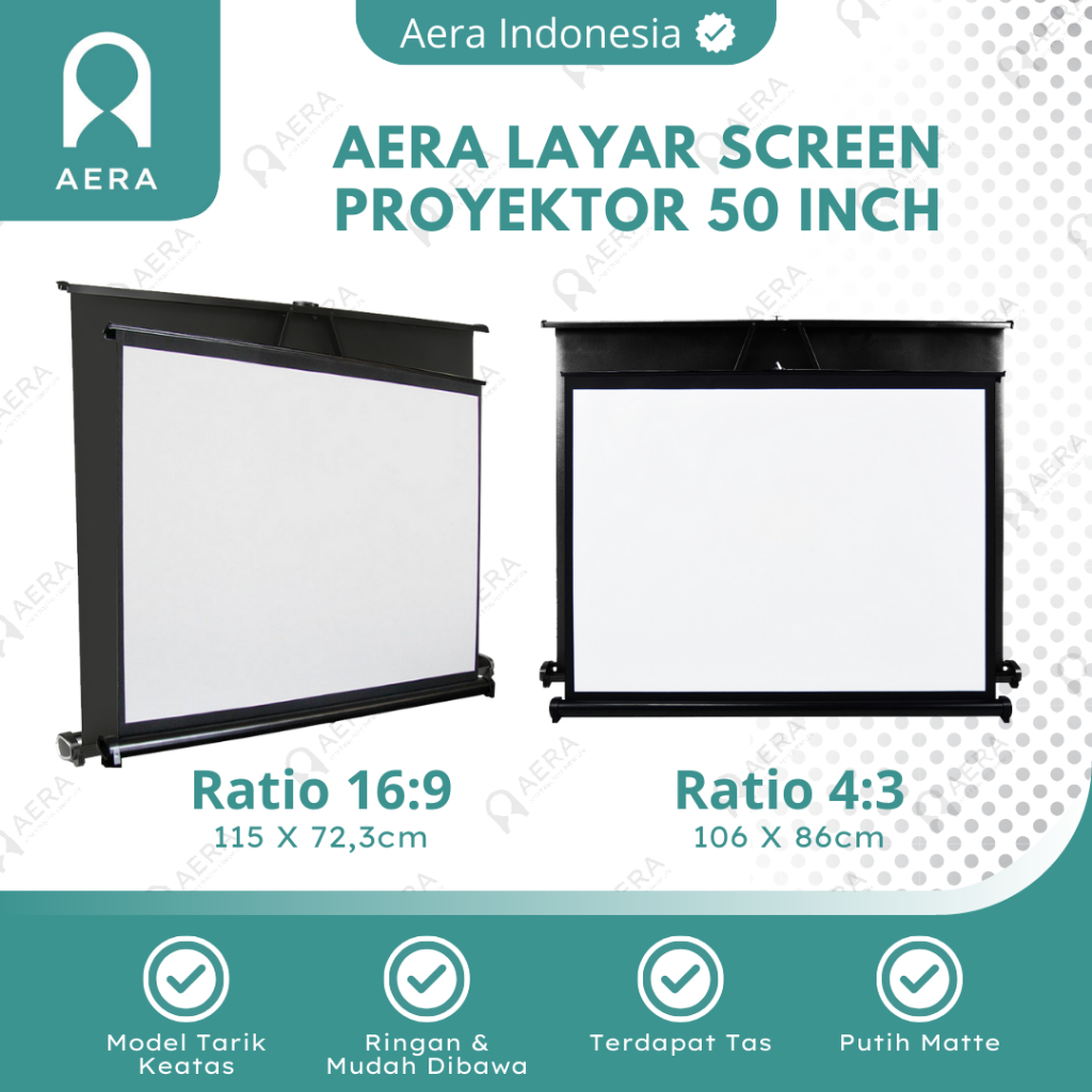 Jual Layar Screen Proyektor 50 Inch Ratio 4:3 dan 16:9 | Table Screen ...