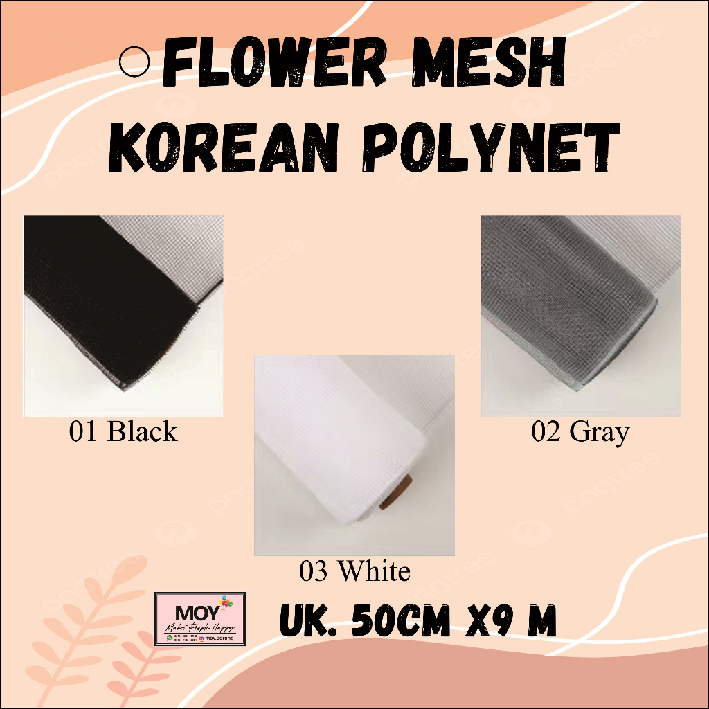 Jual Flower Mesh Korean Polynet Ukuran 50cm x 9meter | Shopee Indonesia
