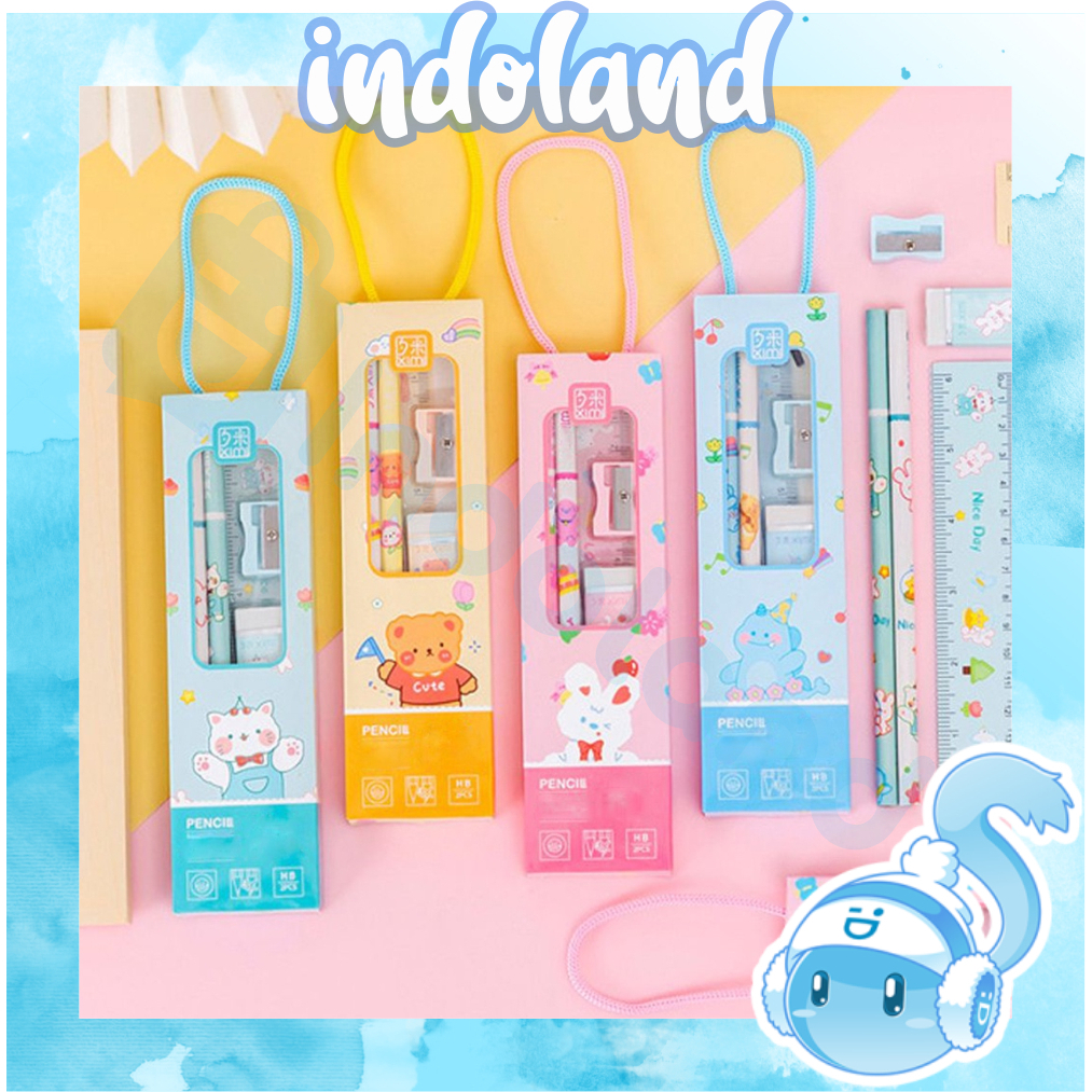 Jual ☀INDOLAND☀ 5in1 SET Alat Tulis Sekolah Karakter Kado Hadiah Ultah ...