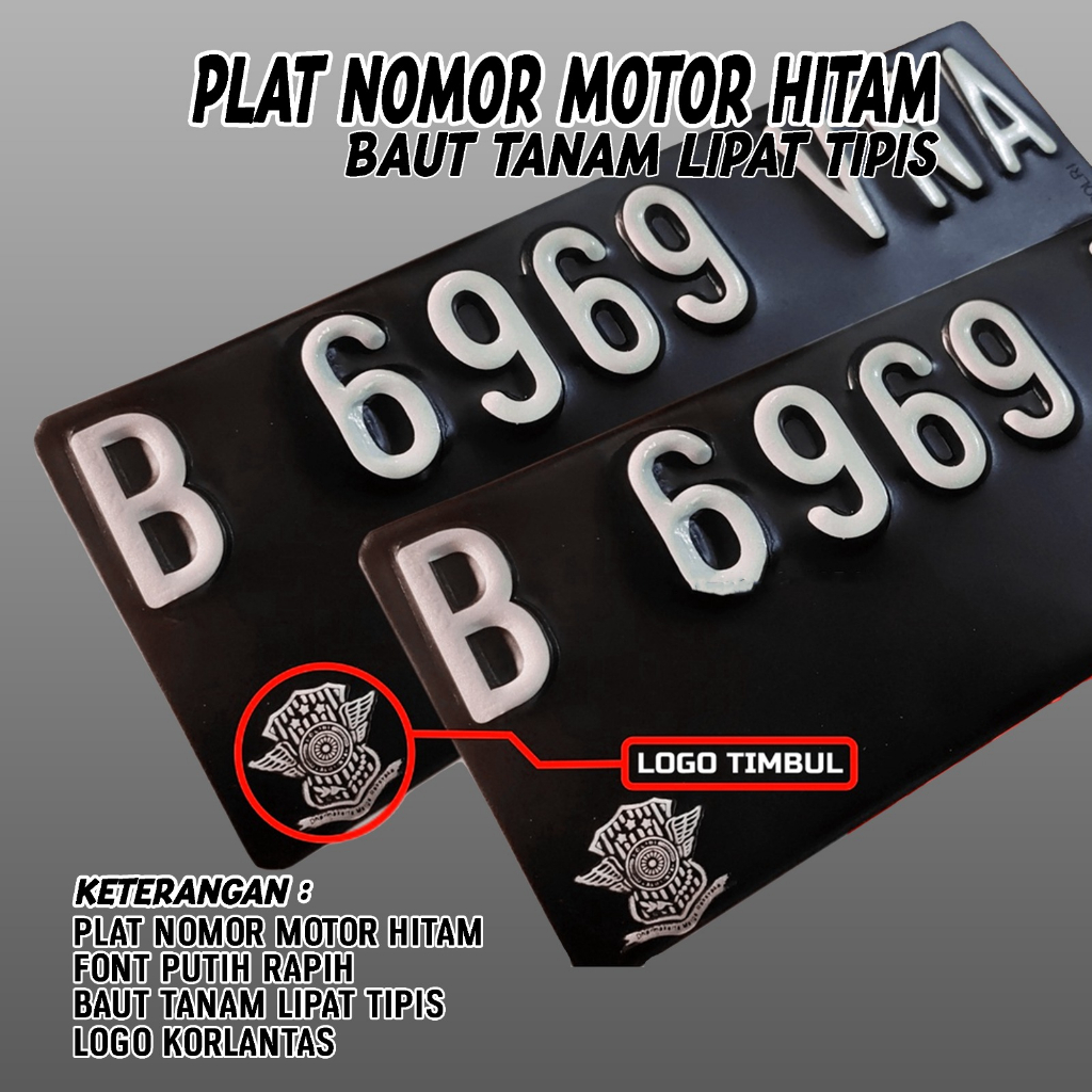 Jual Plat Nomor Motor Baut Tanam Motor Plat Hitam PlatStandar | Shopee ...