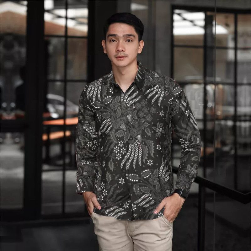 Jual Batik pria lengan panjang premium Batik pria slim fit Batik pria ...