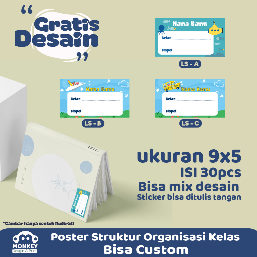 Jual Stiker Sticker Nama Buku Pelajaran Sekolah Anak bisa Custom ...