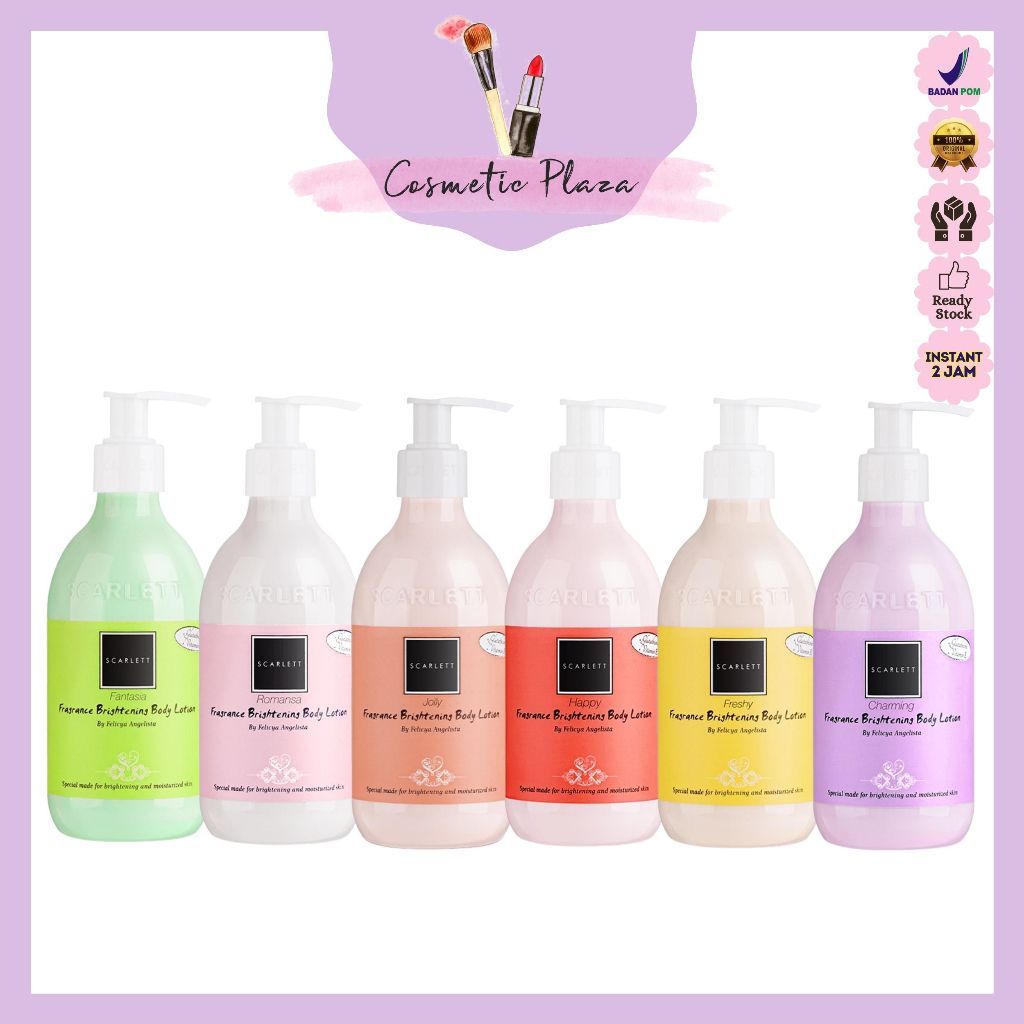 Jual SCARLETT Whitening Body Lotion Series Romansa Jolly Happy Charming ...