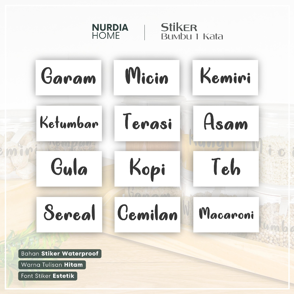 Jual Stiker Label Bumbu Tahan Air (1 Kata) Tulisan Bumbu by Nurdia Home ...