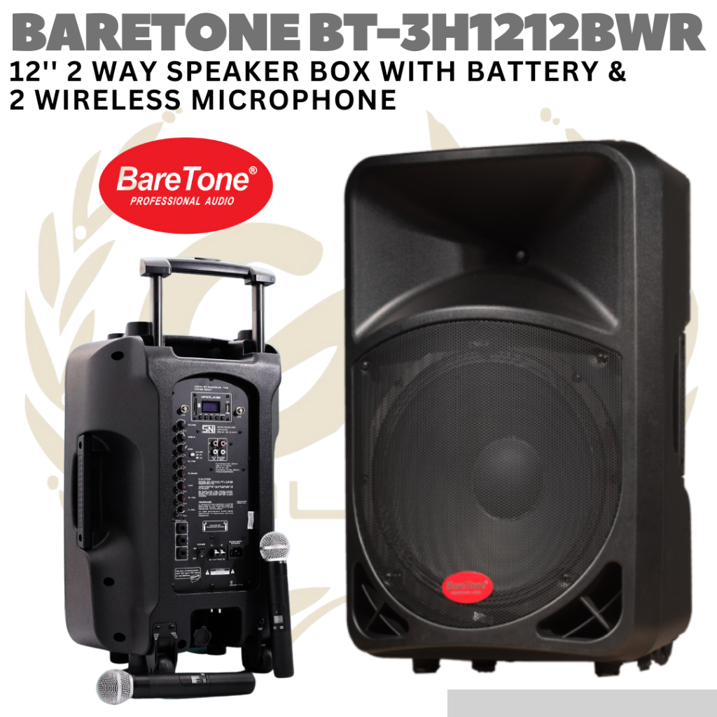 Jual BARETONE BT-3H1212BWR 12" Portable Speaker | Spiker Aktif Mic ...