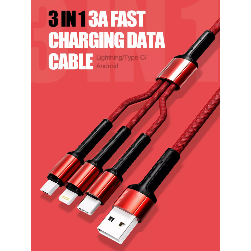 Jual Cable Usb A to lightning micro Type-C secret G 3in1 3.4A sync ...