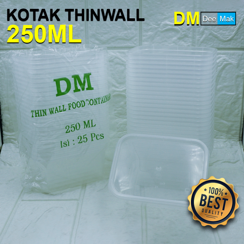 Jual Kotak Makan Plastik Thinwall Volume 250ml Model Persegi Panjang 1