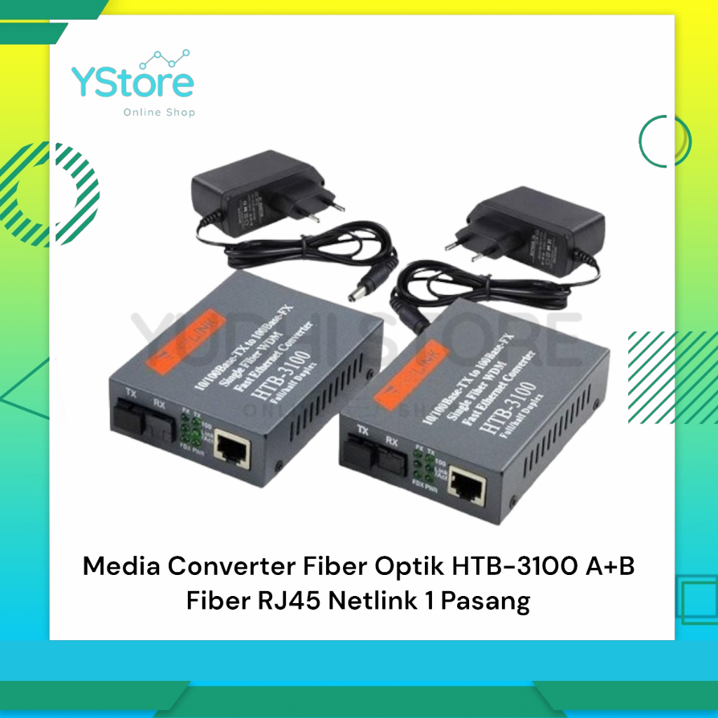 Jual Media Converter Fiber Optik HTB-3100 A+B Fiber RJ45 Netlink 1 Pasang | Shopee Indonesia
