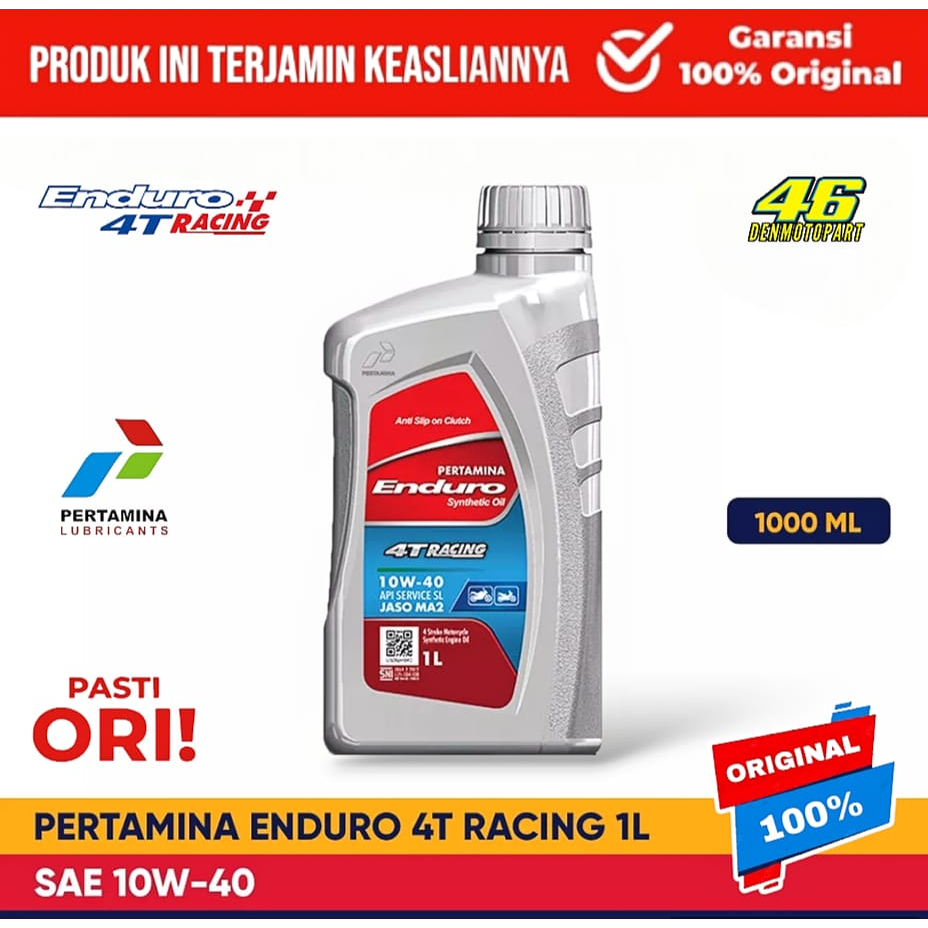Jual Oli Mesin PERTAMINA ENDURO 4T RACING [ 10W-40 ] 1L 1000ML Original 100% ASLI Sepeda Motor ...
