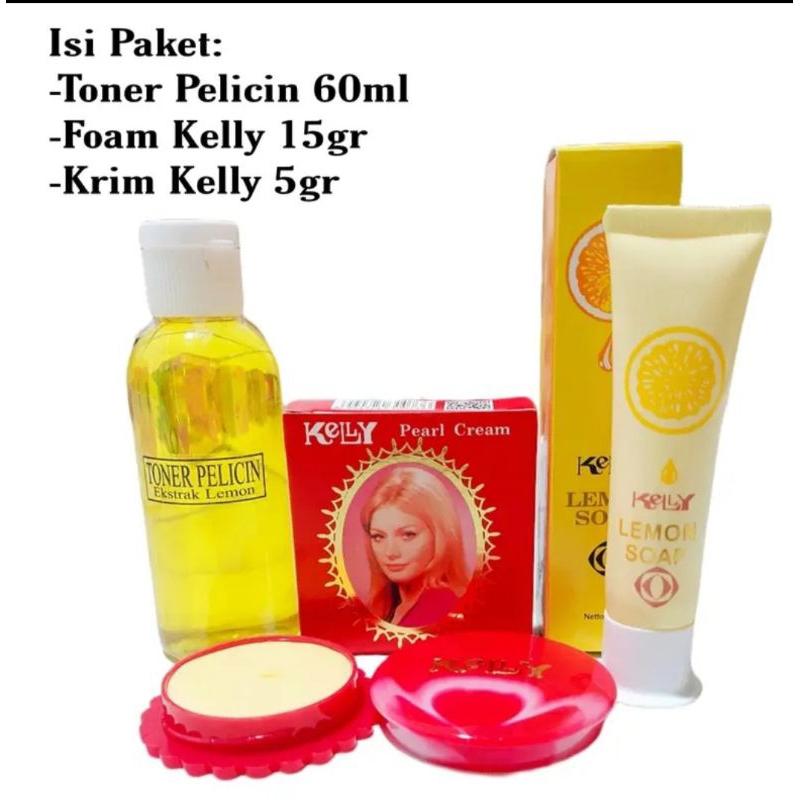 Jual paket kelly 3in1 /cream kelly 5 gram /kelly lemon 15 gram /toner ...