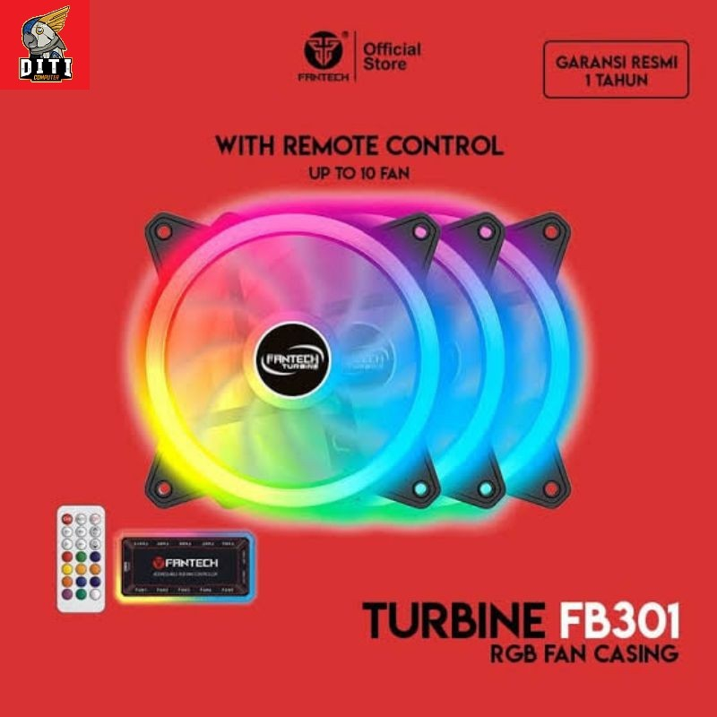 Jual Fantech Fan Casing RGB 12cm TURBINE FB301 Remote Control + 3Fan ...