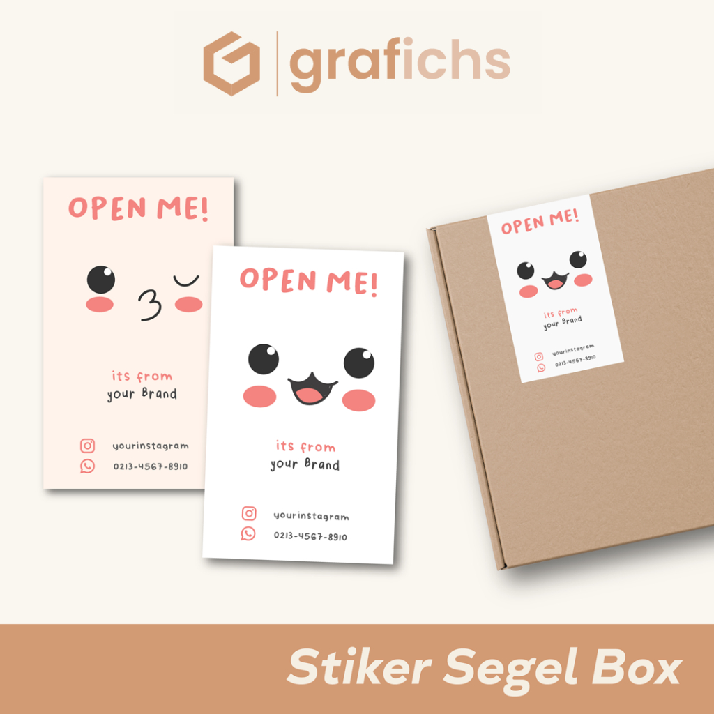 Jual Stiker Segel Box Packaging Cute Free Custom Design Emoticon by ...