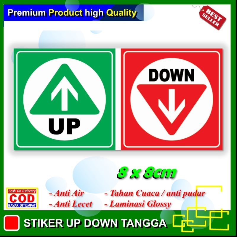 Jual Stiker ip down tangga Sticker arah naik turun anak tangga ...