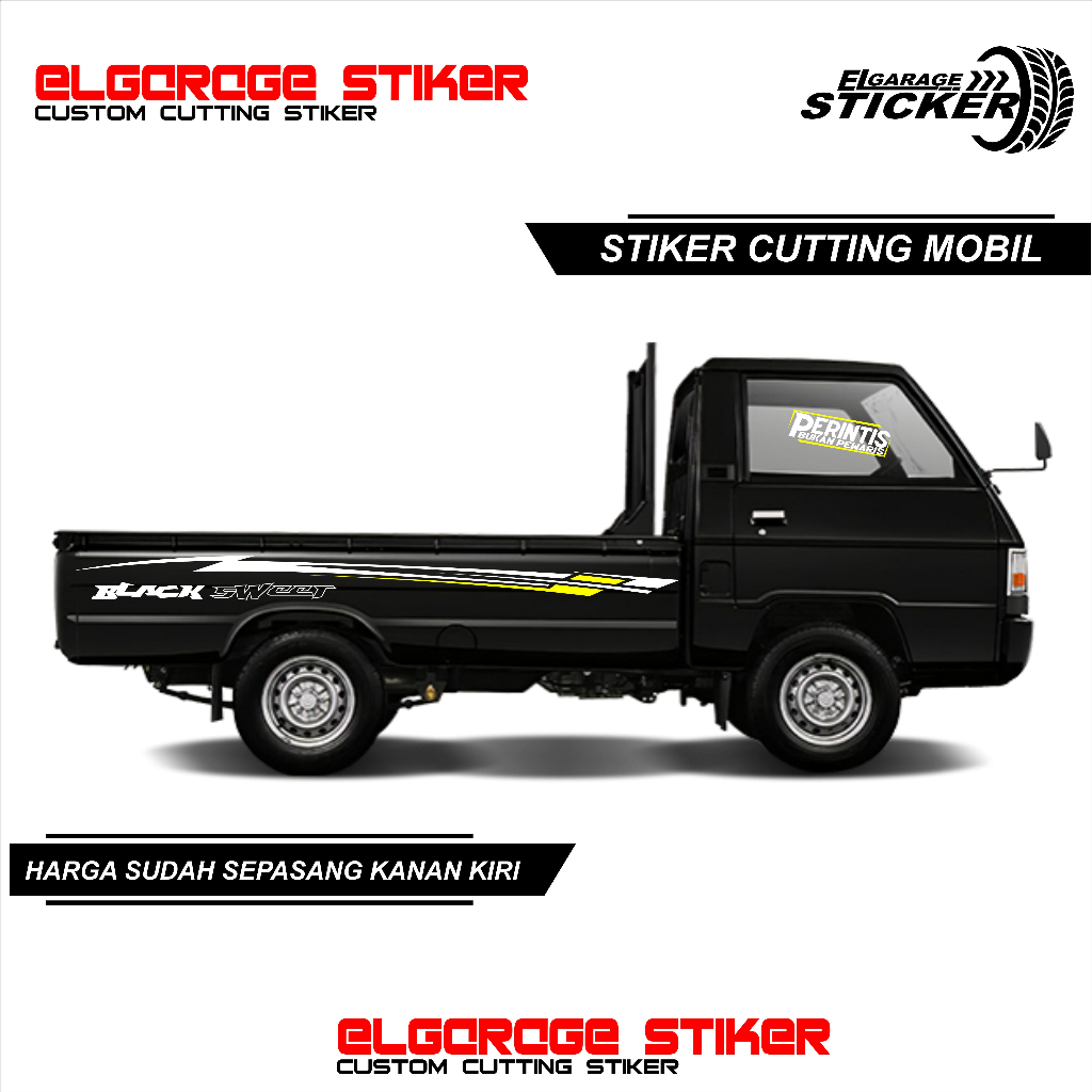 Jual Stiker mobil pick up mitsubishi l300 cutting stiker striping bkack ...