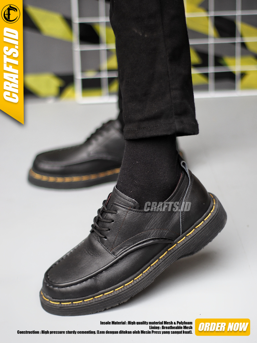 Jual Sepatu Formal Docmart Kulit Hitam Pria Crafts Vixo | Shopee Indonesia