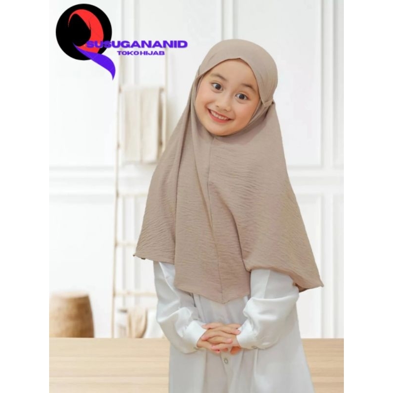 Jual Hijab Anak Bergo Maryam Crinkle Airflow Anak TK-SD Jilbab Crincle Maryam Tali Non Ped ...