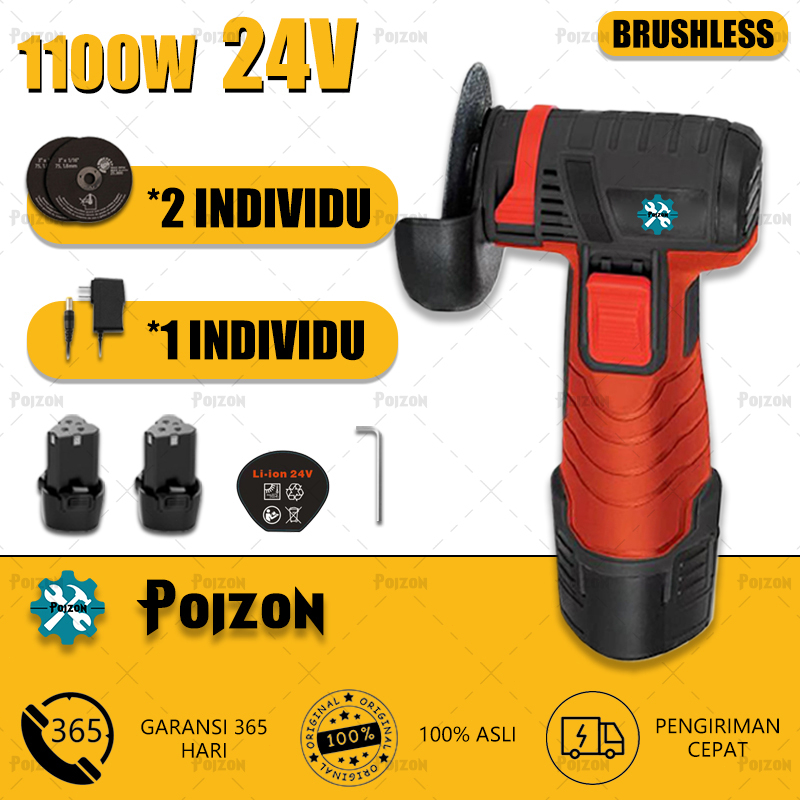 Jual Poizon 24V Gerinda Cordless Mesin Gerinda Brushless Angle Grinder ...