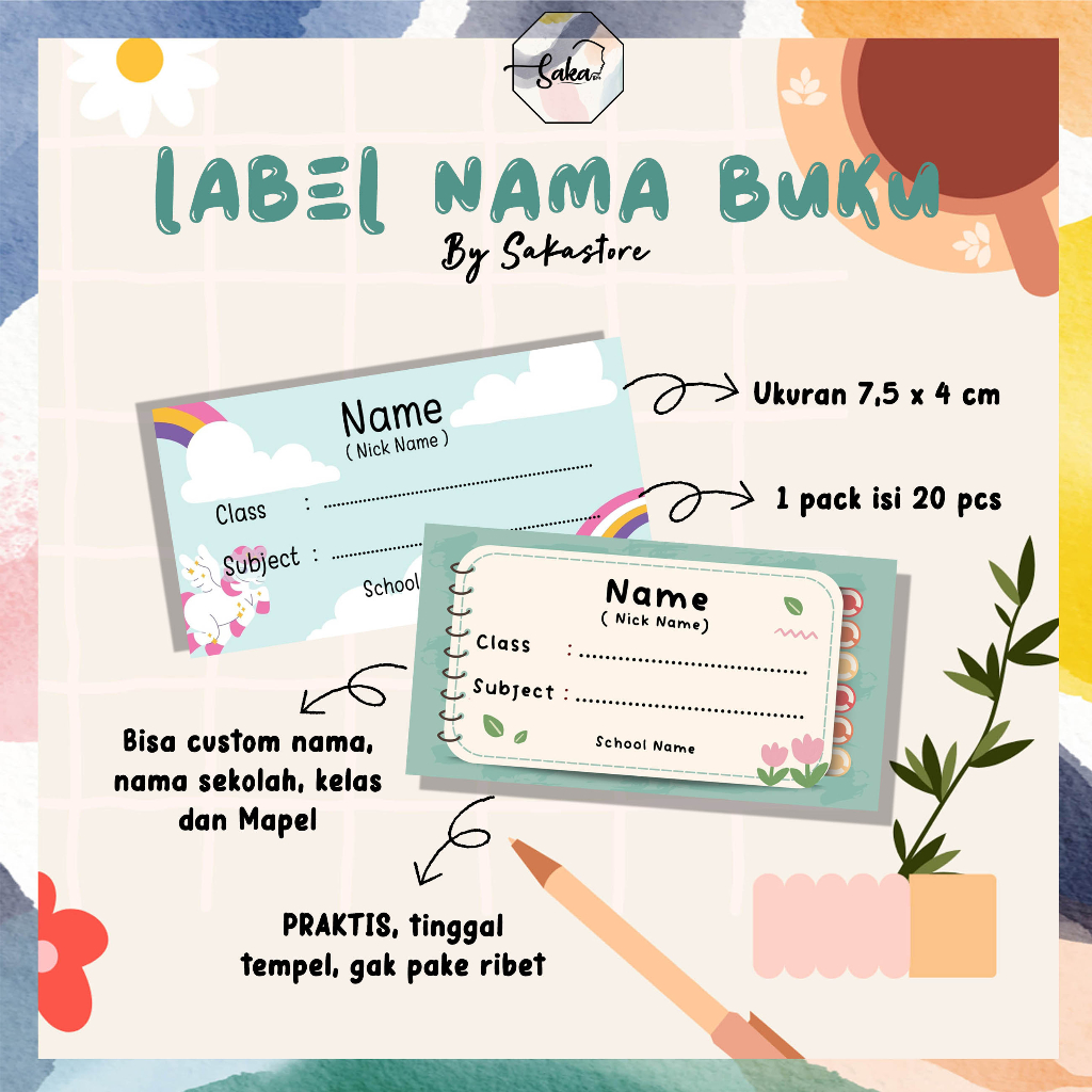 Jual [20PCS-PART 2] LABEL NAMA MATA PELAJARAN / LABEL NAMA BUKU TULIS ...
