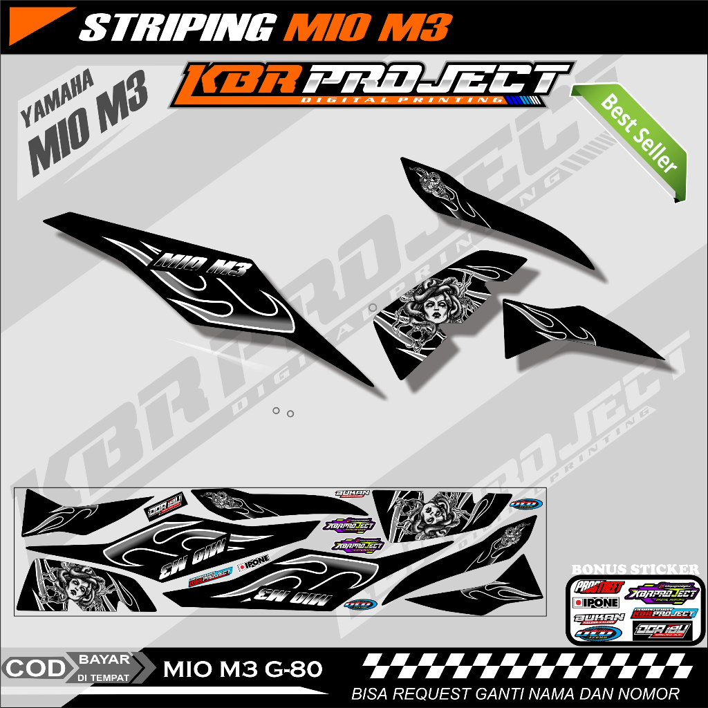 Jual MIO M3 MEDUSA STIKER STRIPING MOTOR KEREN LIS VARIASI MIO M3 ...