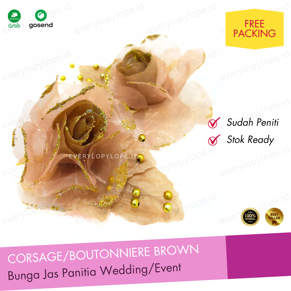 Jual Corsage Pin Jas Korsase Bros Panitia Bunga Dada Warna Coklat Muda ...