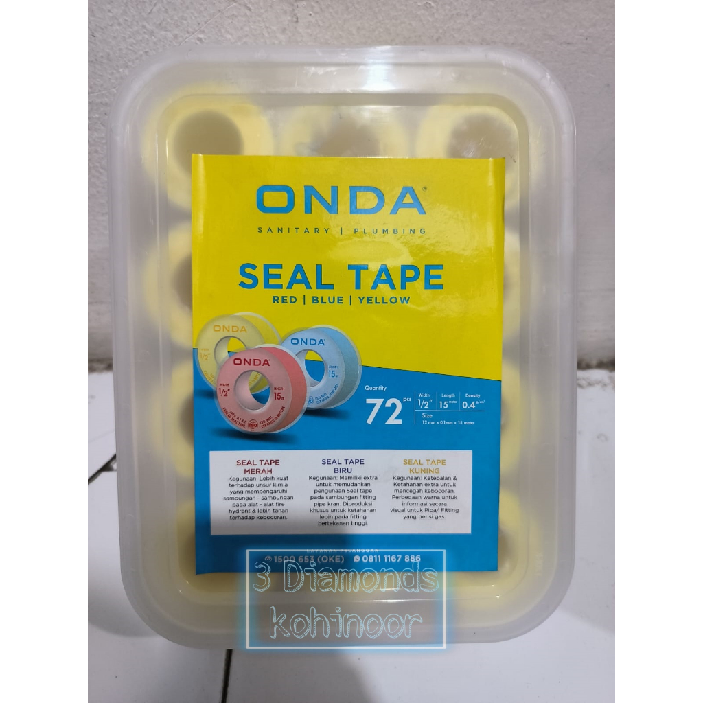 Jual SEAL TAPE ONDA KUNING 1/2" INCH 1 BOX (72PCS) | Shopee Indonesia