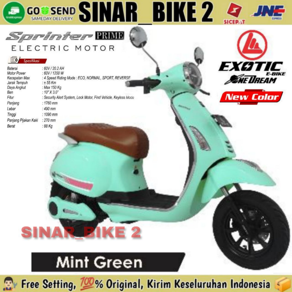 Jual Sepeda Motor Listrik Electric EXOTIC SPRINTER AT Vespa 1200 Watt ...