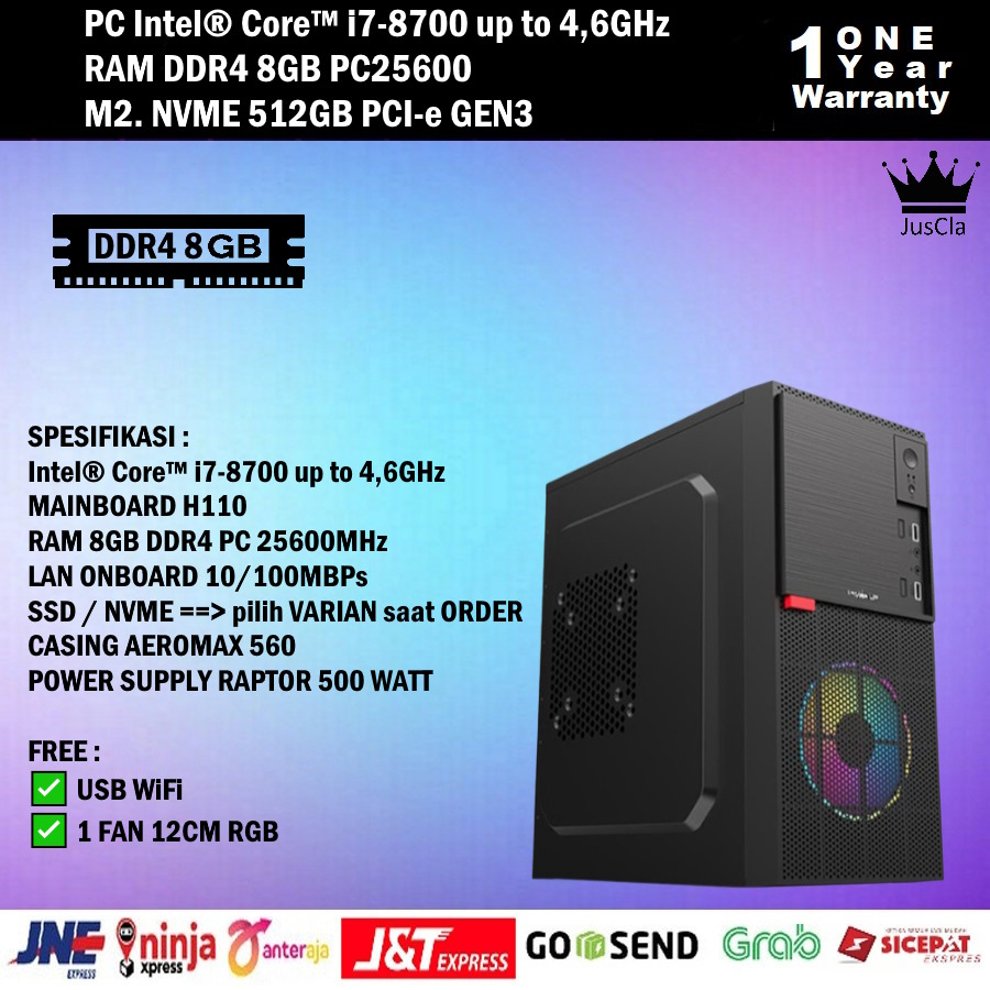 Jual KOMPUTER INTEL CORE i7-8700 4,6GHz|RAM DDR4 16GB|M2. NVME 512GB ...
